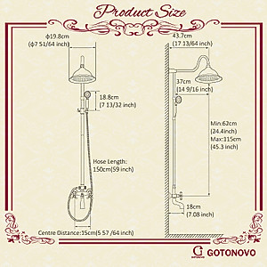 gotonovo Exposed Shower System Set Polish Chrome 8 Rain Shower Faucet 2 Double Knobs Handle Triple Function Tub Spout Luxry Shower Fixture Combo Unit Set 12 Inch Extension Tube Included