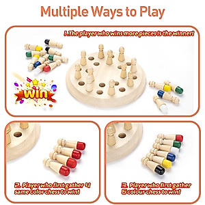 Wooden Memory Chess Matching Game: Family Board Games for Kids and Adults, Montessori Preschool Learning Educational Toy for Toddler 3 4 5 6 7 8+ Year Old, Birthday Gift for Boy Girl