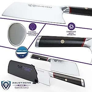 DALSTRONG Meat Cleaver Knife - 7 inch - Phantom Series - Premium Japanese High-Carbon AUS-8 Steel - Razor Sharp - Spanish Pakkawood Handle Kitchen Knife - Meat Cutting, Carving, Bone - Sheath Included