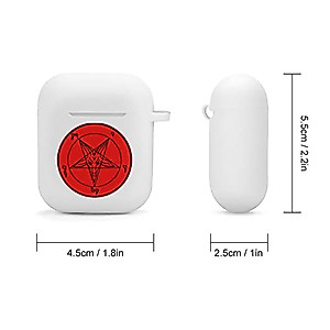 Satanic Baphomet Goat Symbol Silicone AirPods Case Protective Cover Compatible with AirPods 2 & 1 with Keychain