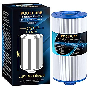 POOLPURE Replacement Filter for PFF50P4, Unicel 5CH-45, Filbur FC-2401, Baleen AK-90108, Legend 090164055428, PFF50 W/PAD, PFF50-PAD4, PFF50P, SD-00363, 45 sqft Filter Cartridge