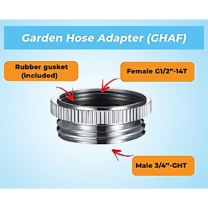 AVAbay GHAF Male 3/4" GHT to Female G1/2"-14T - Garden Hose to Faucet Diverter - Chrome Plated Solid Brass, Female to Male Adapter Fitting for Sink Tub Faucet, Water Filter System