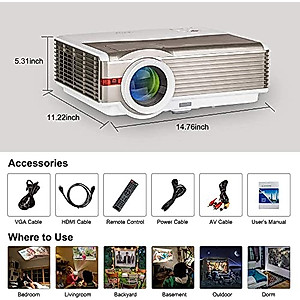 LCD Android Wireless Projector 1080p Native 9000 High Lumen, Home Theater Projector with WiFi and Bluetooth 250'' Display Outdoor Movie, Airplay for iPhone, Compatible with Fire Stick,PS5,Laptop,HDMI
