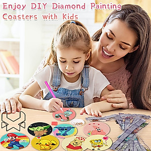 cupmod 8Pcs Diamond Painting Coasters Kits,DIY Cartoon Diamond Art Coasters Kits for Adults Kids Beginners,Diamond Painting Coasters with Holder for Home