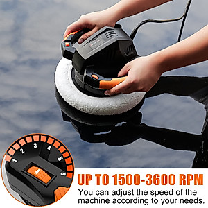 THINKWORK Buffer Polisher,10 Inch Car Polisher Sets with 4 Buffing and Polishing Bonnets,6 Variable Speed 1500-3600 RPM,Double handle, Ideal for Car Waxing