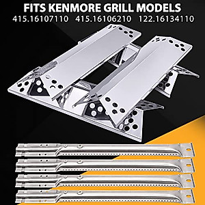 Hipoilk Grill Replacement Parts for Kenmore 415.16107110 122.16134110 415.16106210, Charbroil 463411911 463411512, Nexgrill 720-0783 720-0719BL, Grill Burners, Heat Plate Shield, Igniter