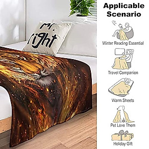 Fire Tiger Flannel Fleece Throw Blanket Soft Warm Lightweight Fuzzy Plush Blankets for Bed Couch Sofa 40"x50"