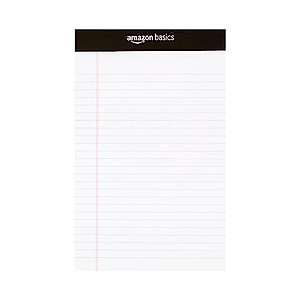 Amazon Basics Narrow Ruled Lined Writing Note Pad, 5 inch x 8 inch, White, 12 Count ( 12 Pack of 50 )