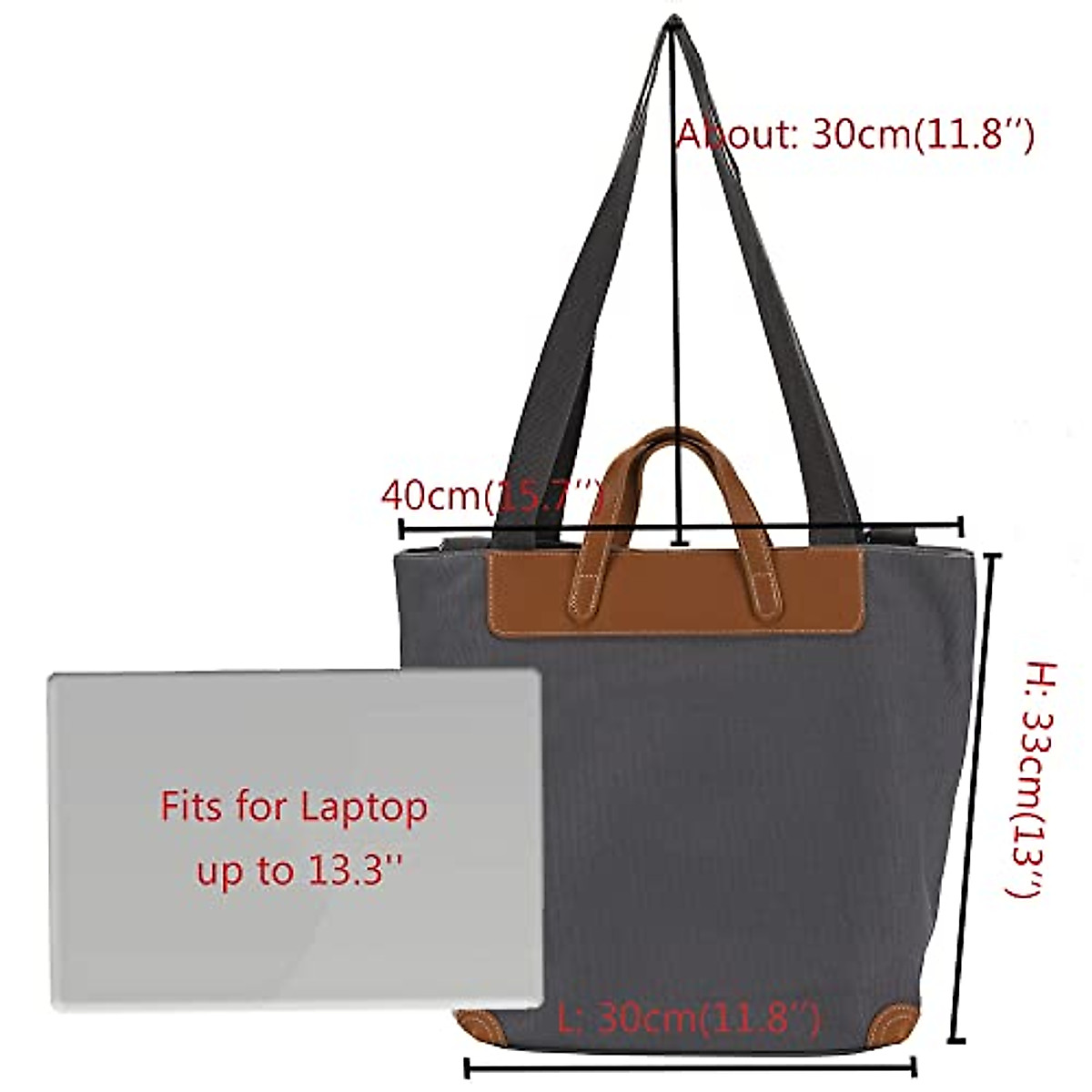 Bydenwely Casual Daily Canvas Tote Shoulder Satchel Bag with Zipper, Multifunctional Practical Large Capacity Handbag for Everyday Carry for Work School Shopping Traveling Beach Sports (Lilac Grey)