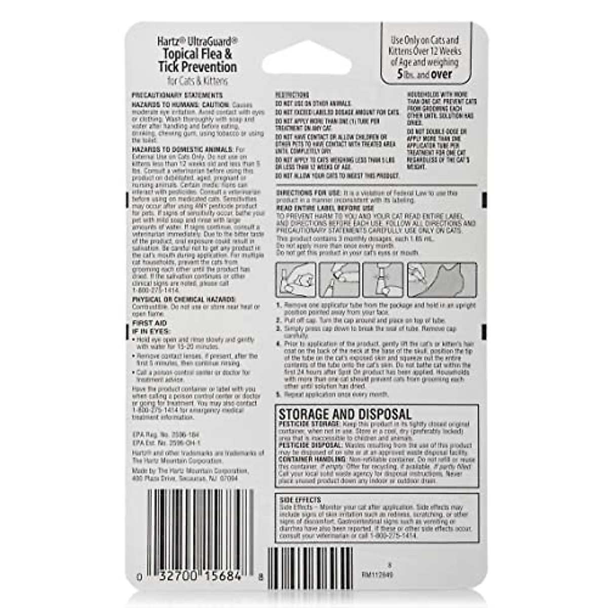 Hartz UltraGuard Topical Flea & Tick Prevention for Cats and Kittens - 3 Monthly Treatments