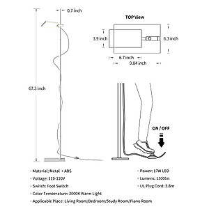 VISDANFO Modern Floor Lamp, 360 Degree Rotation Sky LED Floor lamp Office Lighting, Bright LED Standing Pole Light, Tall Lamps for Living Room,Bedroom,Reading,Study Room (White)