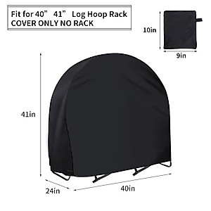 HOMEYA Firewood Log Hoop Cover 40 Inch, Outdoor Heavy Duty 600D Oxford Waterproof Weather Resistant Patio Ring Log Rack Cover, with Double-Ended Zipper Running Through, Round Wood Pile Holder Storage