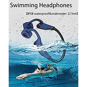 IKXO Swimming Bone Conduction Headphones Waterproof Mp3 Player, Open Ear Wireless Earbuds 16G Sport Earphones with Bluetooth for Running Diving Water Gym Spa Underwater