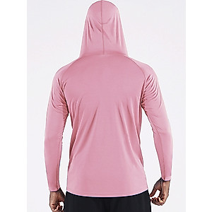 CADMUS Men's Workout Long Sleeve Fishing shirts UPF 50+ Sun Protection Dry Fit Hoodies,1 Pack,096,Pink,X-Large