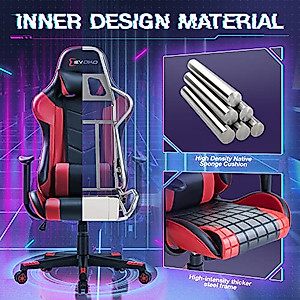 Devoko Ergonomic Gaming Chair Racing Style Adjustable Height High Back PC Computer Chair with Headrest and Lumbar Support Executive Office Chair (Red)