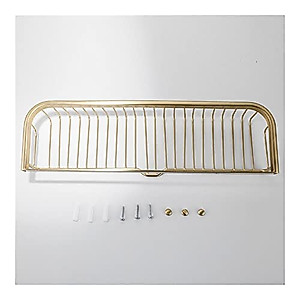 MUENG Exquisite Bathroom Shelves Wall-Mounted Bathroom Accessories, Brushed Gold Bathroom Storage Shelf, Shower Basket, Brass Shower Holder Rack