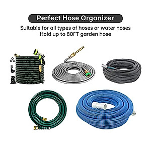 Jantens Hose Holder, Heavy Duty Steel Hose Hanger Wall Mount for Outside, Powder Coated Vinyl Fence Hook for Expandable Hose, Hose Reel, Water Hose, Pocket Hose, Flexible Hose, Magic Hose (White)