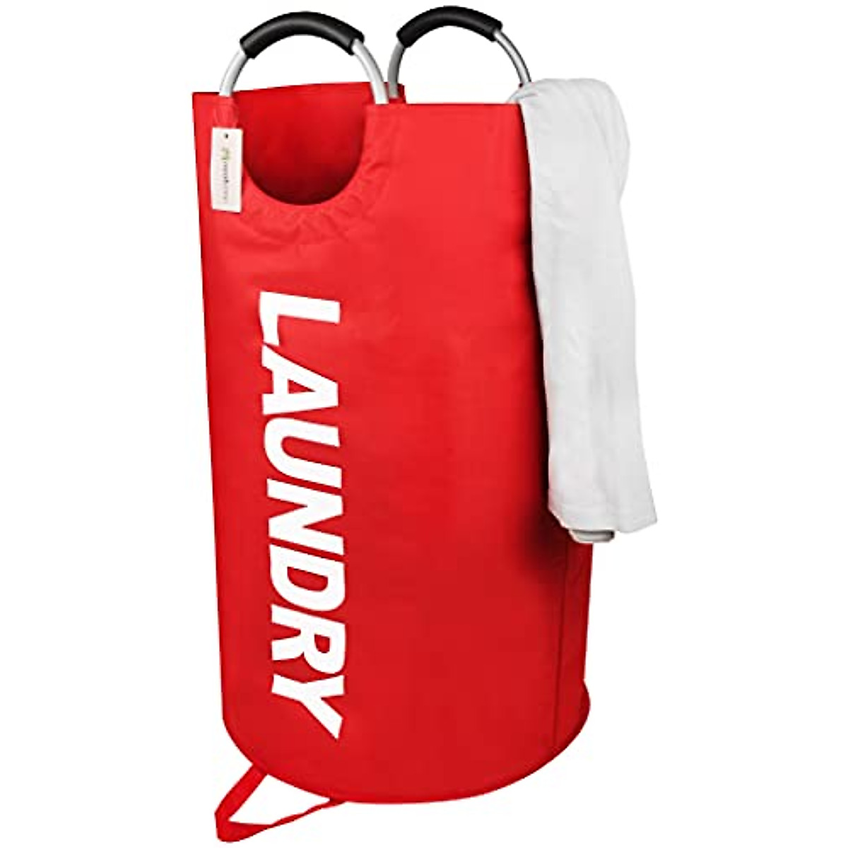 Neatkeep Extra Large Laundry Bags for Heavy-Duty Use with Aluminum Handles, Collapsible Fabric Laundry Basket, Foldable Clothes Bag, (Red)