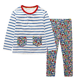Toddler Baby Girls Clothing Set Cute Print Long Sleeve T Shirt and Pants 2pcs Outfits Set