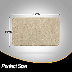 ITSOFT Dirt Trapper Indoor Door Mat & Entrance Rug for Wet Muddy Shoes and Pet Paws, Non-Slip Machine Washable, Shoe Scraper, Absorbent Welcome Dog Mat for Front Door, Entry Way (30x18, Beige)