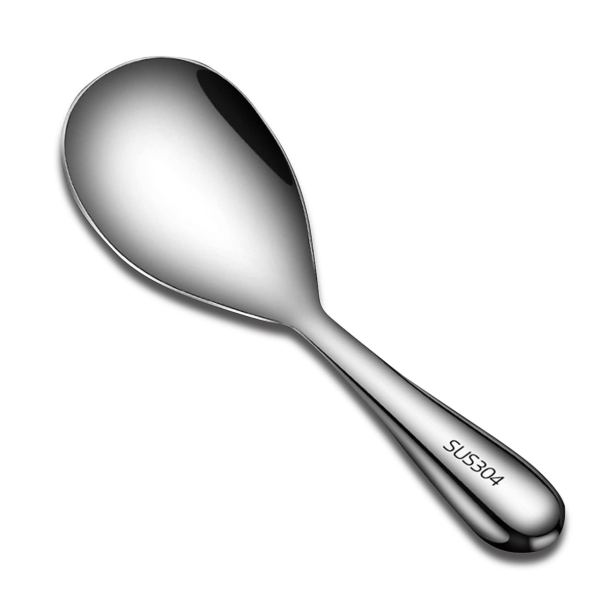 8 Inch Good Stainless Steel Rice Spoon,Home Kitchen Thickened Rice Spoon-Mirror Polished,Easy to Clean (1 pack)