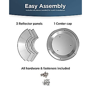 Rangland Heat Reflector Shield for Outdoor Propane Patio Heaters, Weatherproof Aluminum Top Dome-cap (All hardware included - Universal replacement fit)