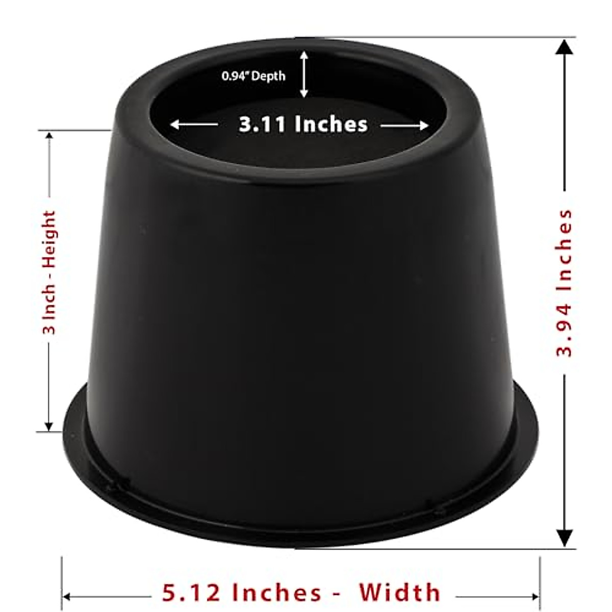 Utopia Bedding Bed Risers 3 Inch - 8 Pack - Round Furniture Risers with Top Anti-Slip Foam with Metal Plate & Bottom Rubber Pads - Bed Risers Heavy Duty for Sofa, Couch & Chair Lifts (Black)