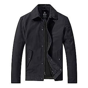 wantdo Men's Bomber Jacket Tactical Jacket Canvas Army Jacket with Detachable Hood Grey Medium