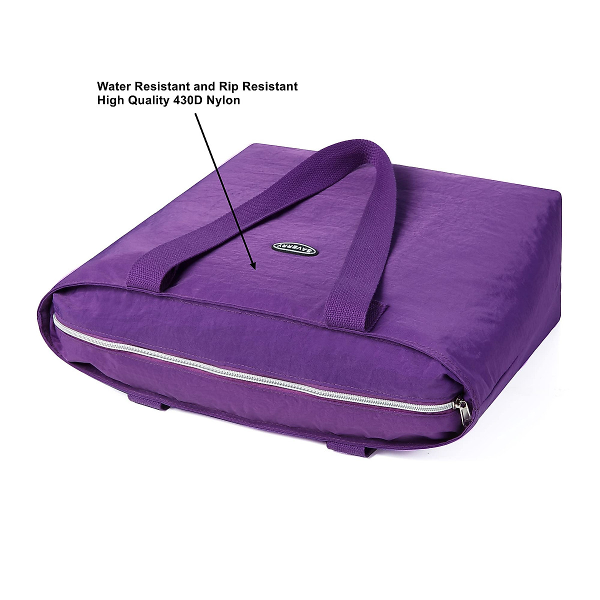 SAVERRY Foldable Zipper Closure Large Tote Bag Nylon Water Resistant Shopping Travel Gym Toy Bag Sandproof Beach Bag