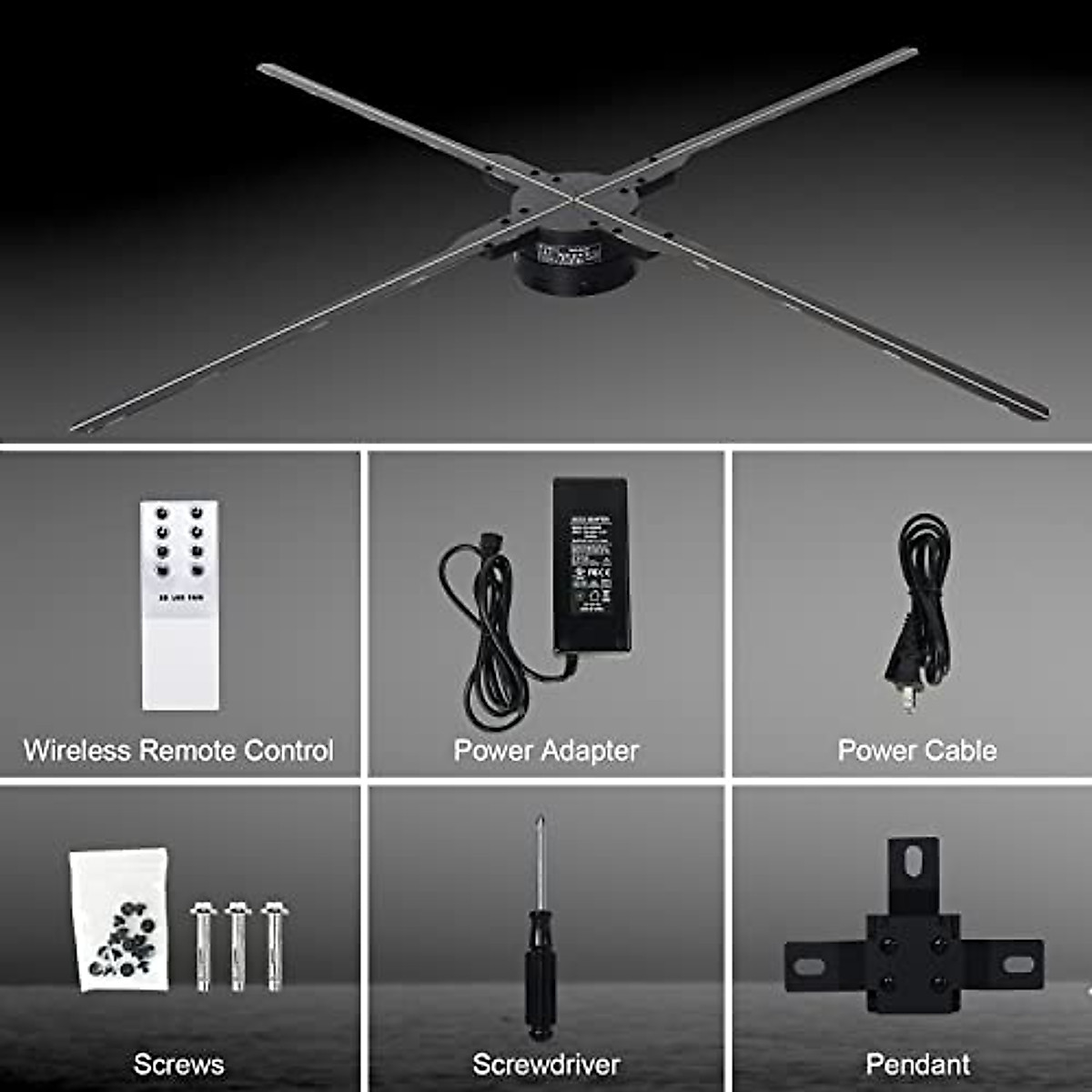 WISVANAI 3D Hologram Fan Projector, 39.4in High-Resolution Holographic Video Projector, Advertising Display Fan with WiFi, 1024 LED Beads & Bluetooth Speaker Supported