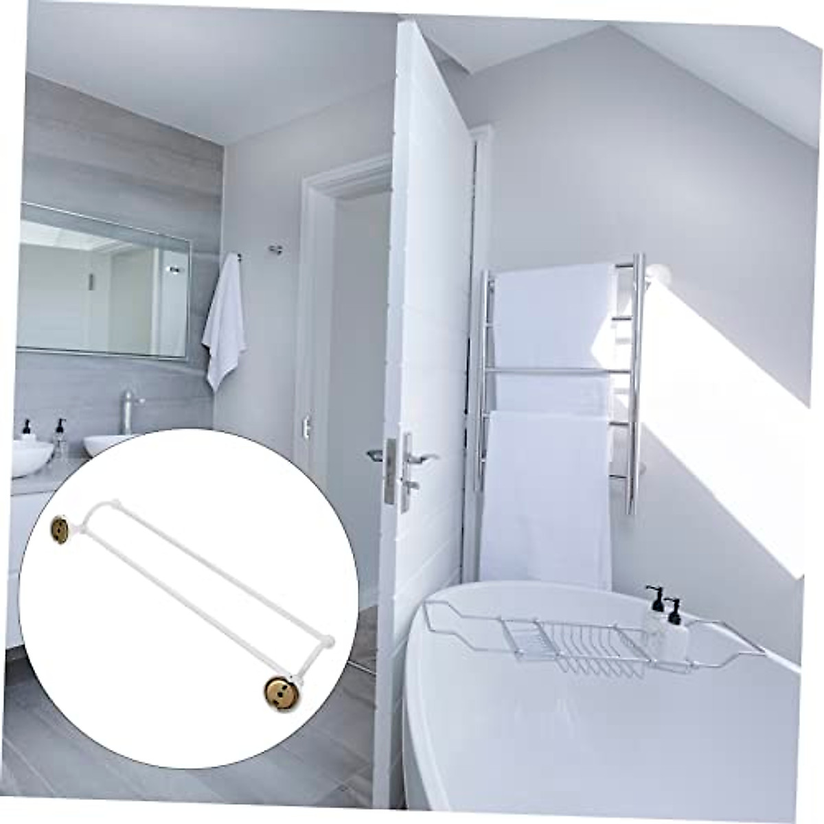 Cabilock 1 PC Double Bar Towel Rack White Bathrobe Towel Organization Bar Double Towel Bar Bathroom Towel Bar Decor Bath Towel Holder Hangers Hand Towel Rail Artistic Accessory Swivel Brass