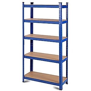Tangkula Metal Storage Shelves, 60inches Heavy Duty Frame Organizer, 5-Tier Garage Shelf, Multi-Use Storage Shelving Unit, Storage Rack with Adjustable Shelves (30" L×12" W×60" H) (1)