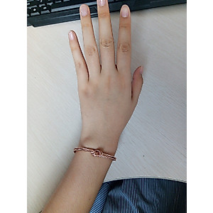 MANZHEN 14K Real Gold Plated bracelets Simple Knot Bangle Cuffs for Women Adjustable Sailor Love Knot Bangle Bracelet Bridesmaid Gift (Gold)