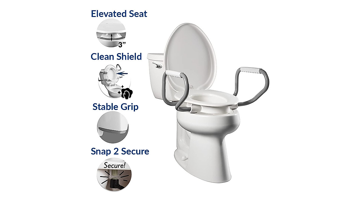 Bemis 3" Raised Toilet Seat with Clean Shield - Comfort & Safety