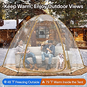 EighteenTek Sports Tent Screen House Room Greenhouse Camping Tent Canopy Gazebos 4-6 Person for Patios Large Oversize Weatherproof Pod Pop Up Tent, Cold Protection Beige 10’x10’