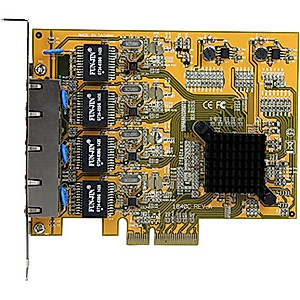 StarTech.com 4 Port PCIe Network Card - Standard Profile - RJ45 Port - Realtek RTL8111H Chipset - Ethernet Network Card - NIC Server Adapter Network Card , TAA (ST1000SPEX43)