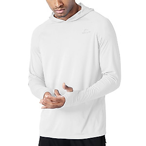 Willit Men's Sun Shirts UPF 50+ Protection Hoodie Rash Guard Shirt SPF UV Shirt Long Sleeve Fishing Outdoor Lightweight White L