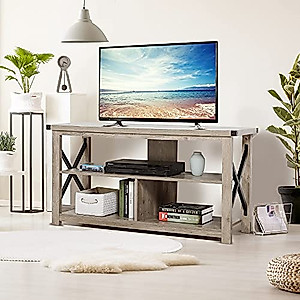 JAXPETY 47" Rustic TV Stand Wood Sofa Table Industrial Entertainment Center 3-Tier TV Console for Living Room, Bedroom, Entryway/Hallway, Gray