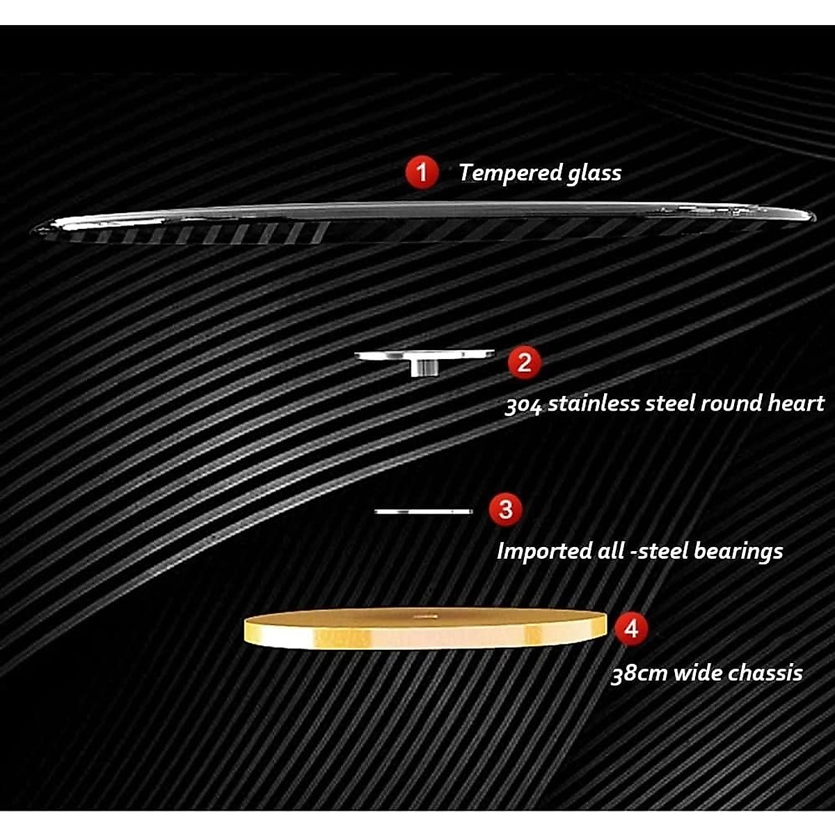 THIKK Tempered Glass Lazy Susan Turntable for Dining Table Turntable, 10mm Thick Tempered Glass Serving Plate Tabletop Rotating Serving Tray (Size : 90cm/36in)