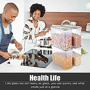 ME.FAN Cereal Storage Containers [4 Set] Airtight Food Storage Containers 4L(135oz) - Large Kitchen Storage Keeper with 24 Chalkboard Labels - BPA Free, Easy Pouring Lid (Black)