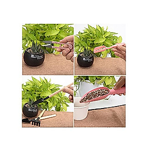 22 Pieces Succulent Planting Tools Kit, Mini Gardening Hand Tools Set - Potting,Cactus, Bonsai, Transplanting Tools + PU Nylon Gloves Coated Palm Anti-Static + Gardening Mat (Pink)_AB