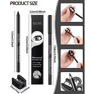 LYSdefeu 2Pcs Black Waterproof Smudge-proof Gel Eyeliner Pencil, Fade-Proof Eye Liner Pencil Soft Smooth Easy-to-Sharpen Pencil for Women Cat Eye/Smoky Eye Makeup with Pencil Sharpener