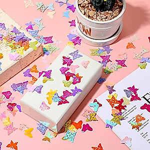 Butterfly Party Table Confetti Colorful Butterfly Confetti Glitter Holographic Flake Sequins Engagement Bridal Shower Mother's Day Party Birthday Sprinkles Scatter Confetti Decorations, 3.52 Oz/100 g