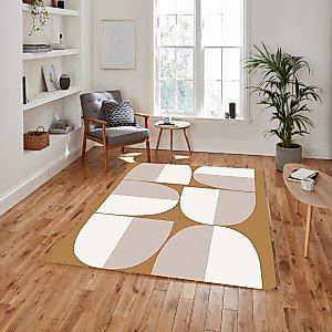 Minimalist Modern Abstract Brown Beige Soft Wool Area Rug for Living Room Bedroom Dining Room Washable No-Slip Indoor Office Farmhouse Carpet Plush Throw Carpet Runner Mat 2x6