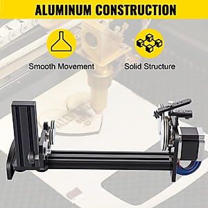 VEVOR Rotary Axis Attachment, 4 Wheels Laser Rotary Attachment, 57 Stepper Motor Laser Cutter Rotary, 50 mm-350 mm Carve Length for Engraving Cutting Machine Spherical Carving Cylinder Carving