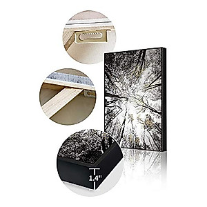 lamplig Forest Wall Art Large Grey Tree Pictures Black and White Gray Canvas Prints Hand Painted Oil Paintings Gold Leaf Framed Nature Artwork Vertical Home Decor for Living Room Bedroom 32"x48"