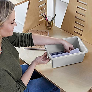 ECR4Kids Scoop Front Storage Bin, Multipurpose Organization, Light Grey, 5-Piece