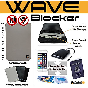 White PU Leather Faraday Jacket Flip Top Cell Phone RFID X-Large Privacy Protection 4.5 x 6.5 Bag Anti-Tracking Anti-Spying EMP GPS RFID Signal Blocker Pouch Case Bag Handset Function Bag