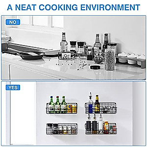 Spice Rack Wall Mount, Spice Organizer for Cabinet & Pantry Door, Set of 4 Hanging Spice Rack Saving Space for Kitchen, Black