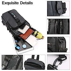 Peicees Sling Bag for Men Waterproof Sling Backpack Crossbody Chest Bag Purse with USB Charging Port for Travel Hiking